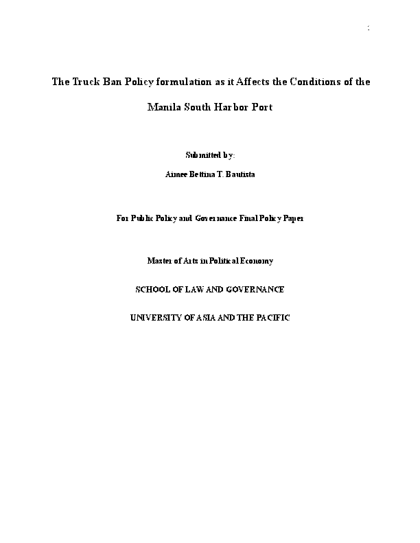 (PDF) The Truck Ban Policy formulation as it Affects the Conditions of ...