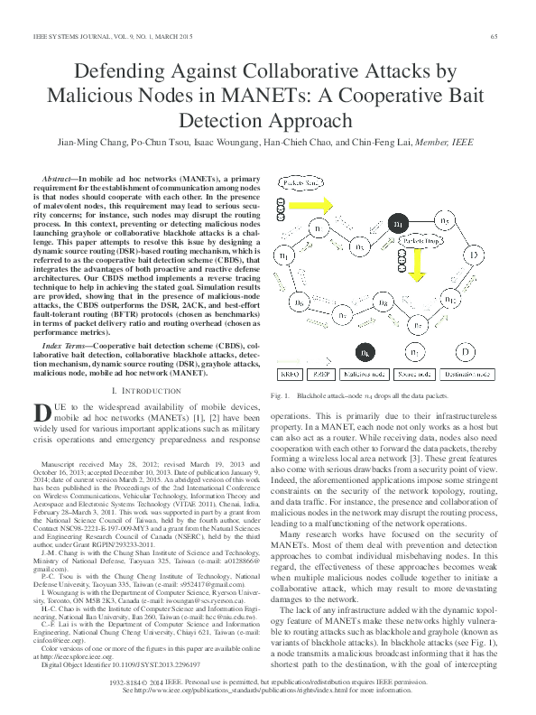 (PDF) Defending Against Collaborative Attacks by Malicious Nodes in MANETs: A Cooperative Bait ...