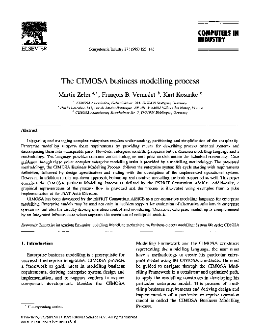 (PDF) The CIMOSA business modelling process