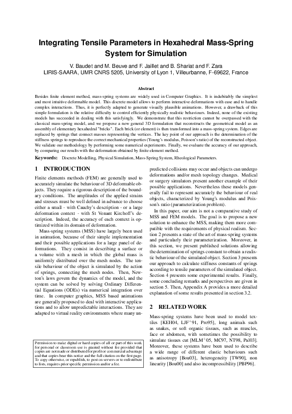 (PDF) Hexahedral Mass-Spring Systems for Deformations