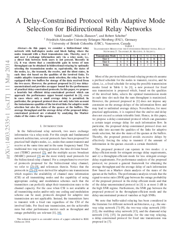 Pdf A Delay Constrained Protocol With Adaptive Mode Selection For
