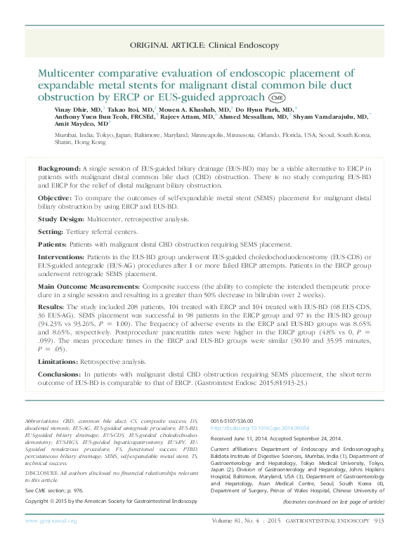 (PDF) Mo1363 Multicenter Comparative Evaluation of Endoscopic Placement ...