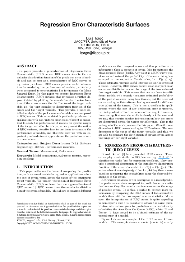 (PDF) Regression Error Characteristic Surfaces