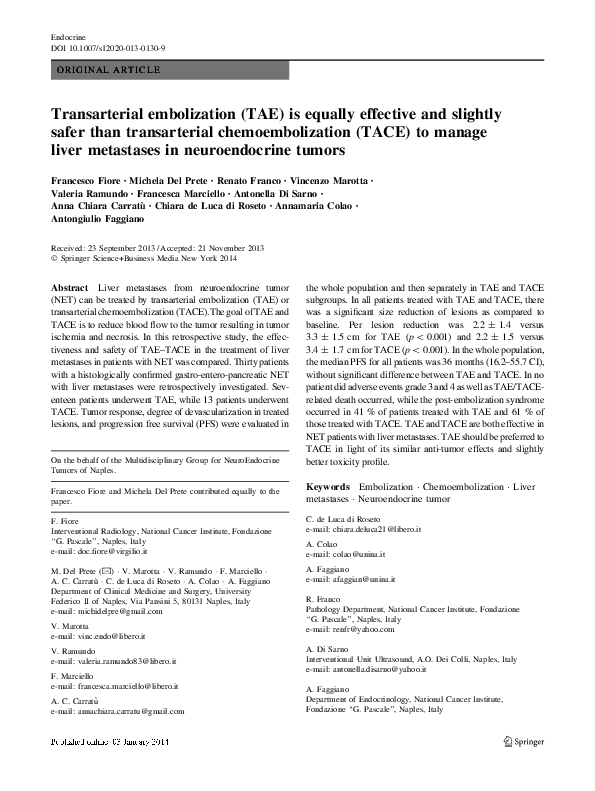 (PDF) Transarterial embolization (TAE) is equally effective and slightly safer than ...