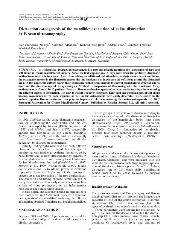 (PDF) Distraction osteogenesis of the mandible: evaluation of callus ...