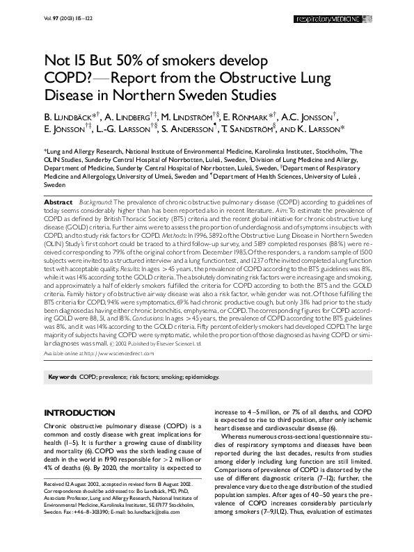 (PDF) Not 15 But 50% of smokers develop COPD?—Report from the ...