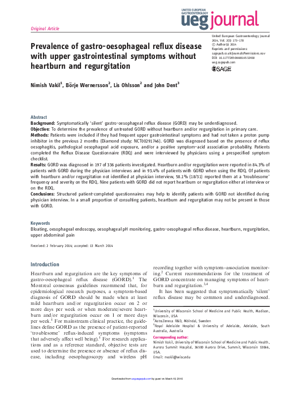 (PDF) Prevalence, clinical spectrum and atypical symptoms of gastro ...