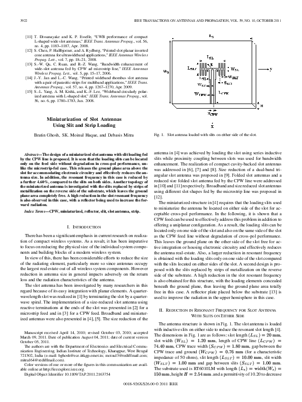 (PDF) Miniaturization of Slot Antennas Using Slit and Strip Loading