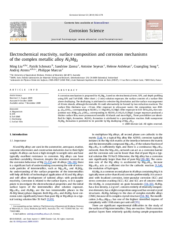 (PDF) Electrochemical reactivity, surface composition and corrosion ...