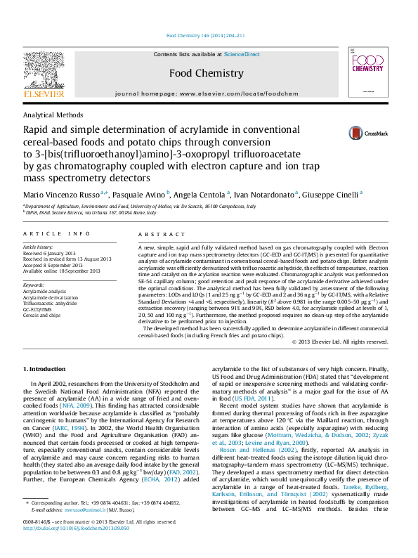 (PDF) Rapid and simple determination of acrylamide in conventional ...
