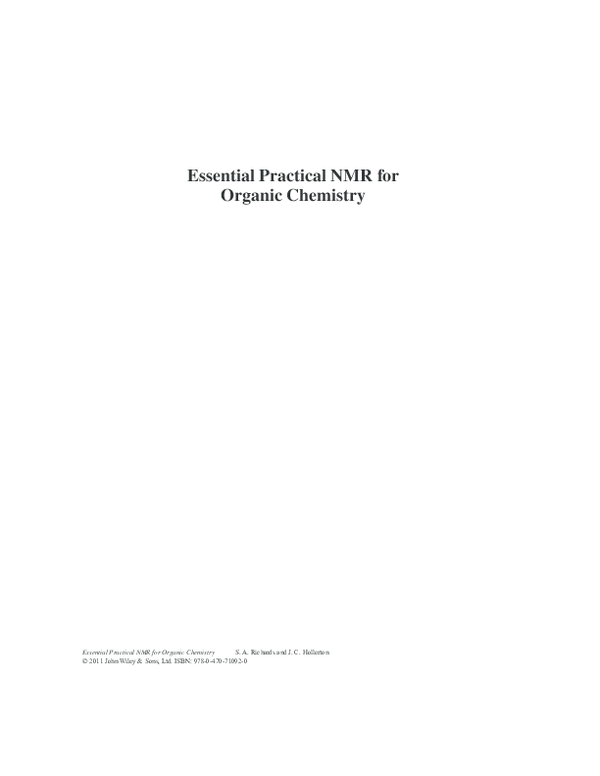 (PDF) Essential Practical NMR for Organic Chemistry