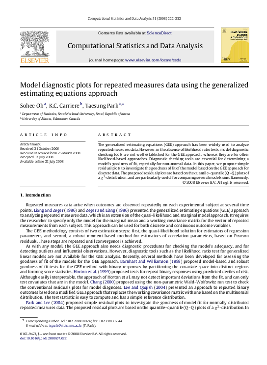 (PDF) Model diagnostic plots for repeated measures data using the ...