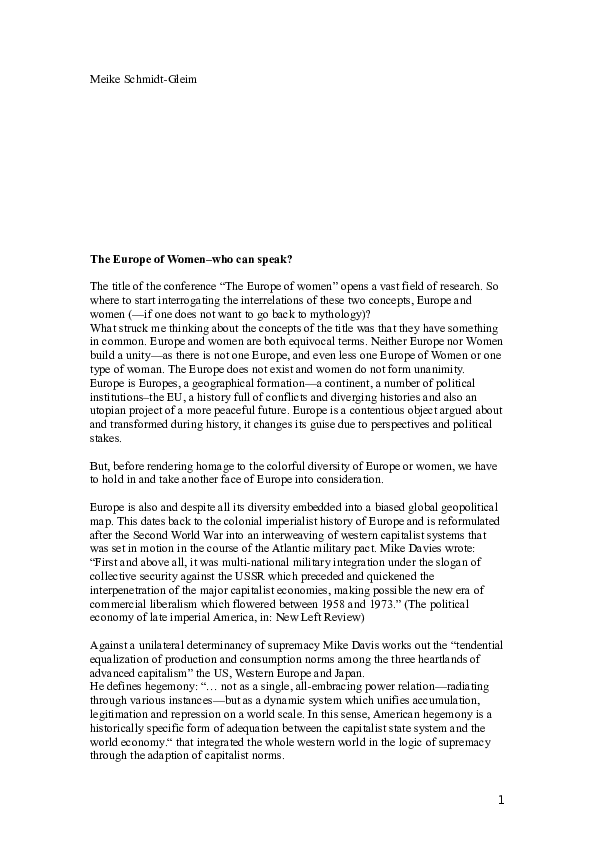 (DOC) The Europe of Women, Conference Paper, Radboud University ...