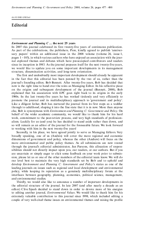 (PDF) Environment and Planning C... the next 25 years | A. Rodrguez ...