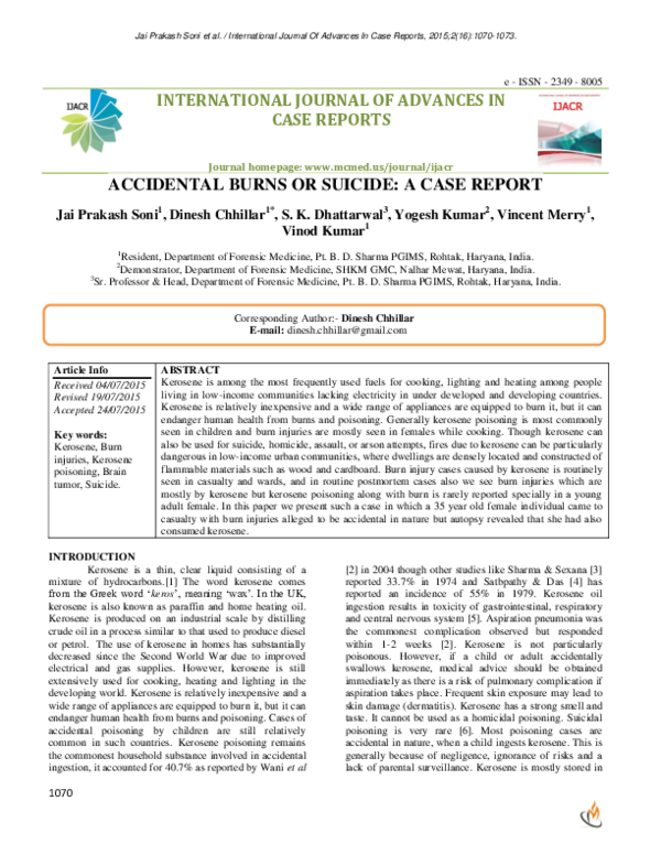 (PDF) BURNS OR SUICIDE: A CASE REPORT | Jai Prakash Soni and S ...