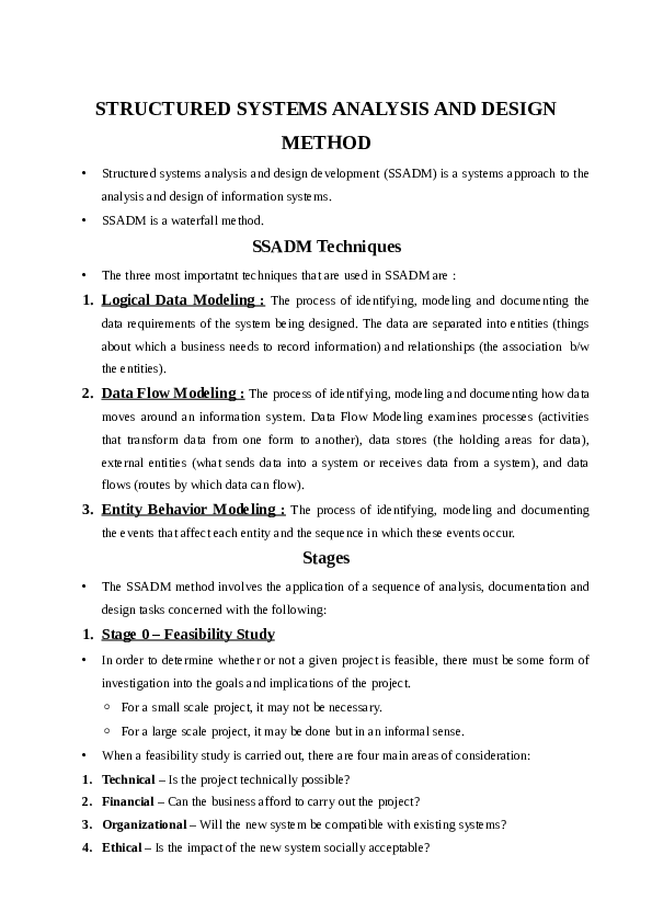 STRUCTURED SYSTEMS ANALYSIS AND DESIGN