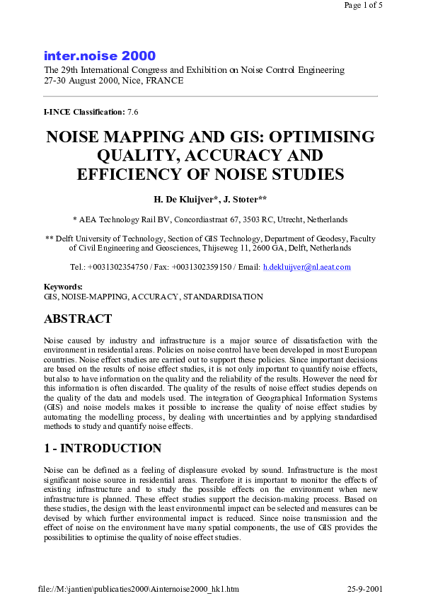(PDF) Noise mapping and gis: optimising quality, accuracy and ...