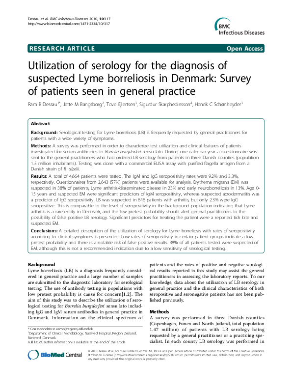 (PDF) Serology for Lyme Diagnosis in Denmark