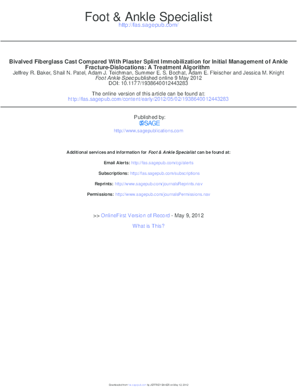 (PDF) Bivalved fiberglass cast compared with plaster splint ...