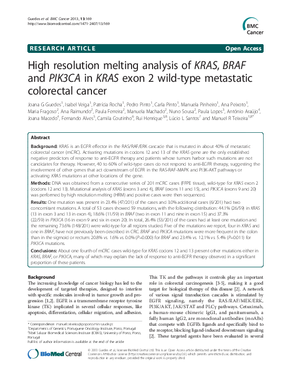 (PDF) High resolution melting analysis of KRAS, BRAF and PIK3CA in KRAS ...