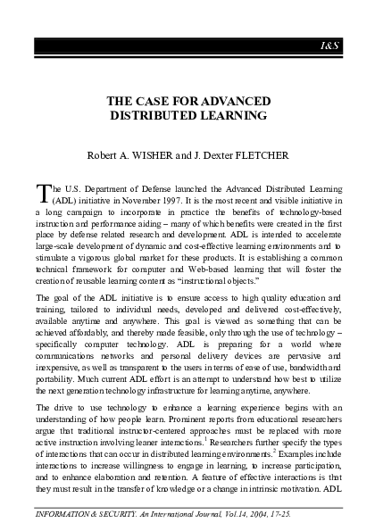 (PDF) The Case for Advanced Distributed Learning