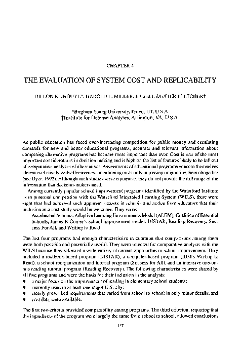 (PDF) The evaluation of system cost and replicability