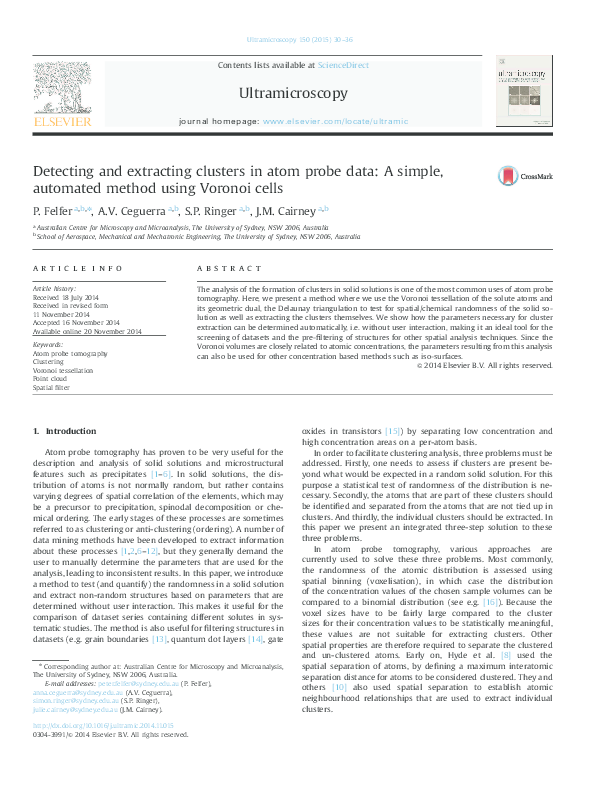 Pdf Detecting And Extracting Clusters In Atom Probe Data A Simple