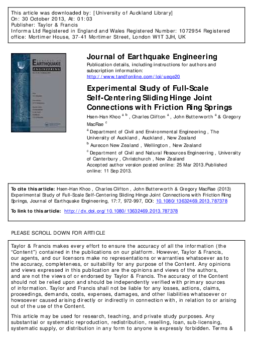 (PDF) Experimental study of full-scale self-centering Sliding Hinge ...