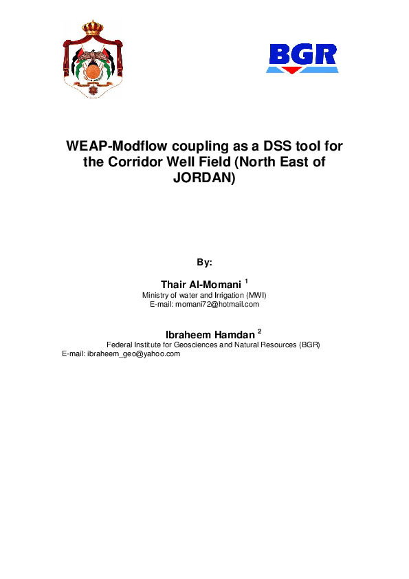 (PDF) WEAP-Modflow coupling as a DSS tool for the Corridor Well Field (North East of JORDAN)