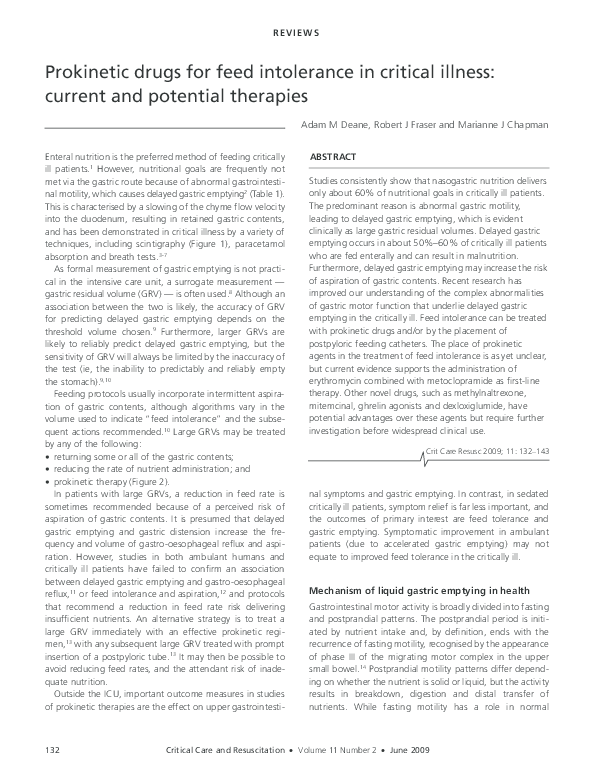 (PDF) Prokinetic drugs for feed intolerance in critical illness ...