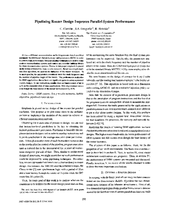 (PDF) Pipelining router design improves parallel system performance