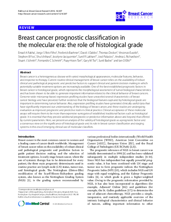 (PDF) Breast cancer prognostic classification in the molecular era: the ...