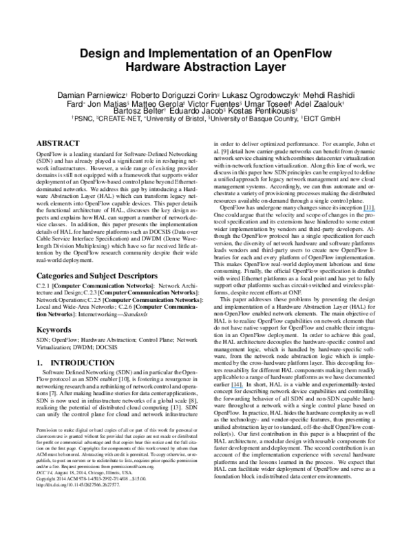Design And Implementation Of An Openflow Hardware Abstraction Layer