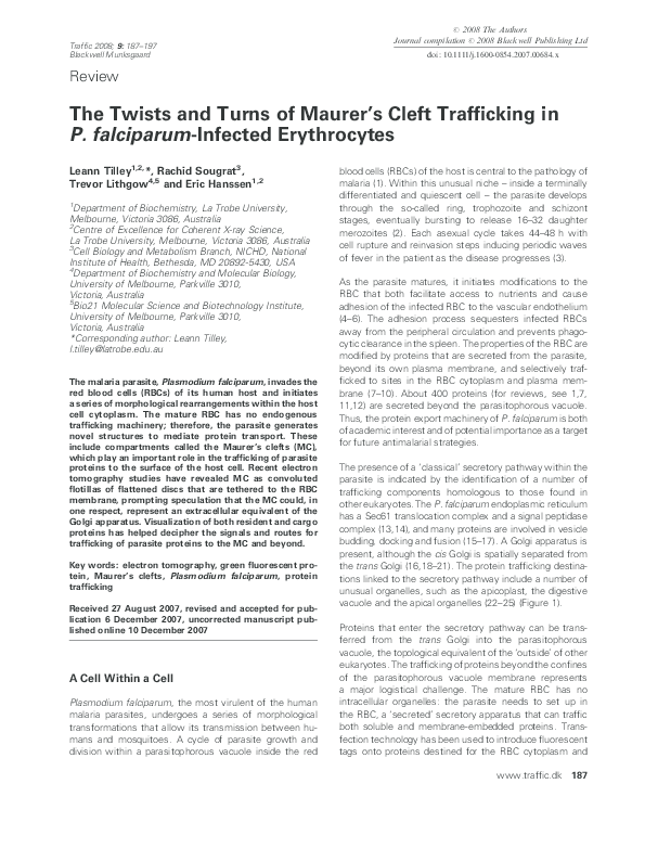 (PDF) The Twists and Turns of Maurer’s Cleft Trafficking in P ...