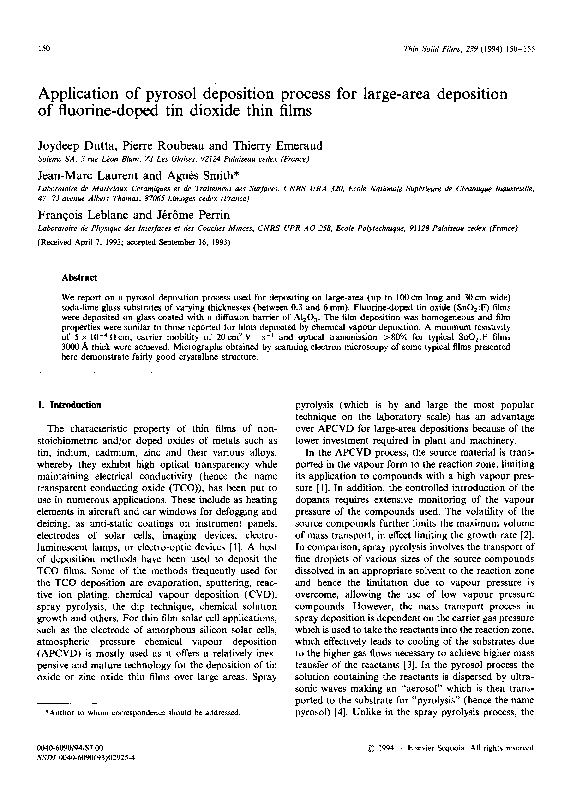 (PDF) Application of pyrosol deposition process for large-area ...