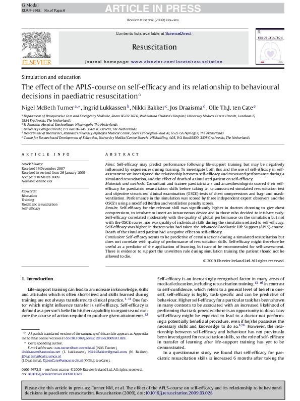 (PDF) The effect of the APLS-course on self-efficacy and its ...