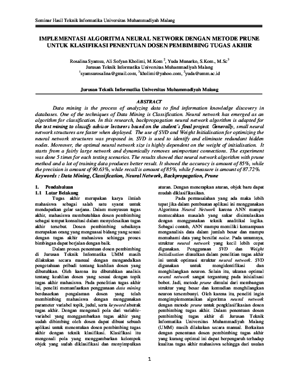 (PDF) IMPLEMENTASI ALGORITMA NEURAL NETWORK DENGAN METODE PRUNE UNTUK KLASIFIKASI PENENTUAN ...