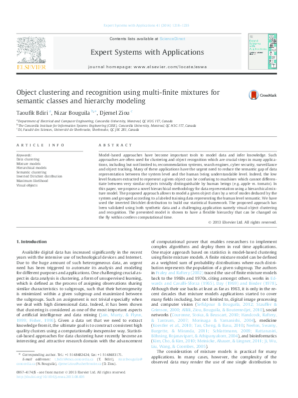 Pdf Object Clustering And Recognition Using Multi Finite Mixtures For