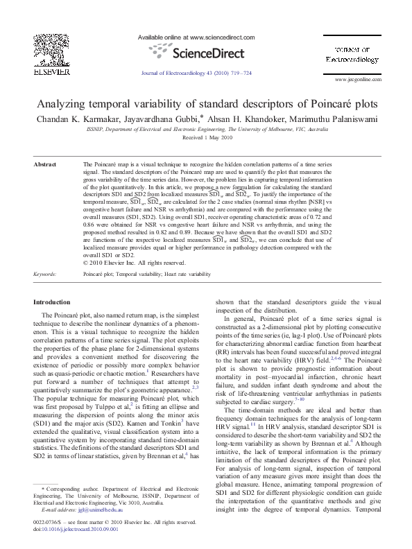 (PDF) Analyzing temporal variability of standard descriptors of Poincaré plots
