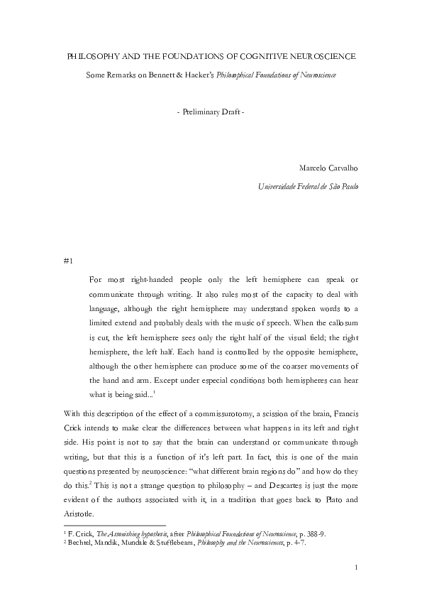 (PDF) Philosophy and the Foundations of Cognitive Science