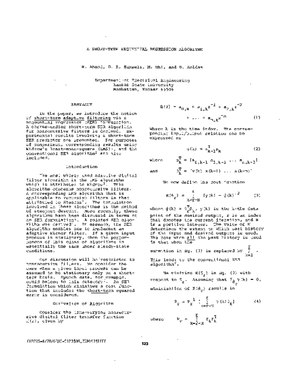 Pdf A Short Term Sequential Regression Algorithm 6342