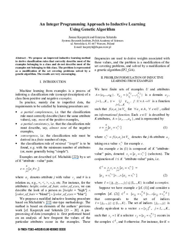 (PDF) An integer programming approach to inductive learning using ... (PDF) An integer programming approach to inductive learning using ...