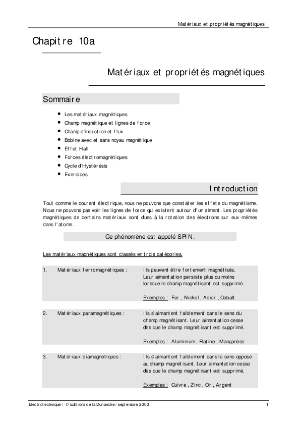 (PDF) Matériaux et propriétés magnétiques