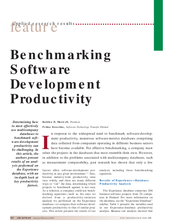 (PDF) Benchmarking Software-Development Productivity - Applied Research ...