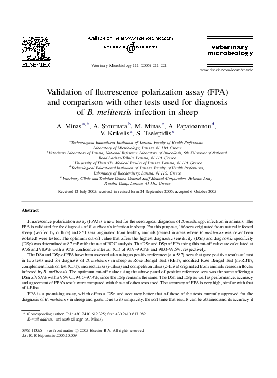 (PDF) Validation of fluorescence polarization assay (FPA) and ...