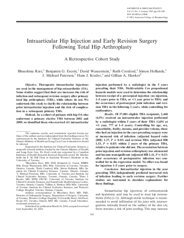 (PDF) Intraarticular hip injection and early revision surgery following total hip arthroplasty ...