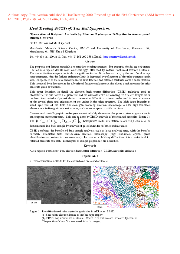 (PDF) An investigation on the stability of austenite in Austempered ...