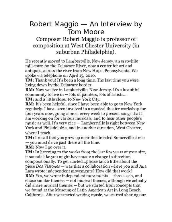 (DOC) “Robert Maggio: An Interview”