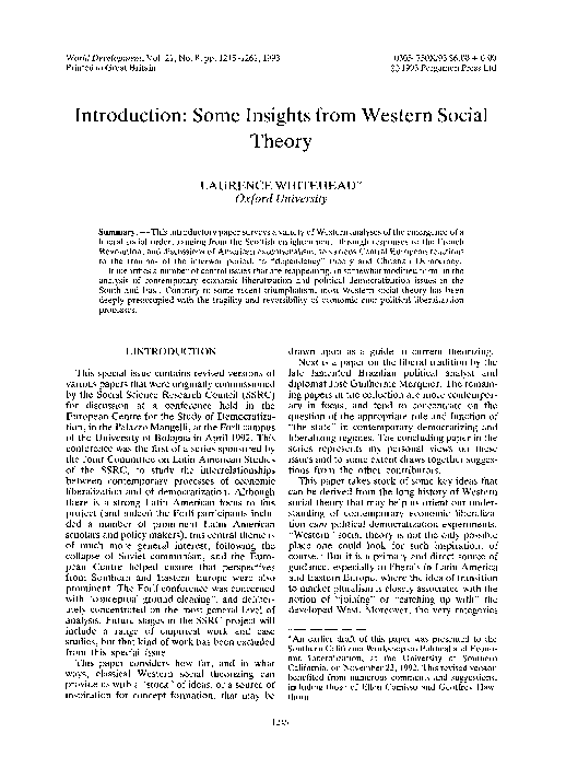 (PDF) Introduction: Some insights from Western social theory