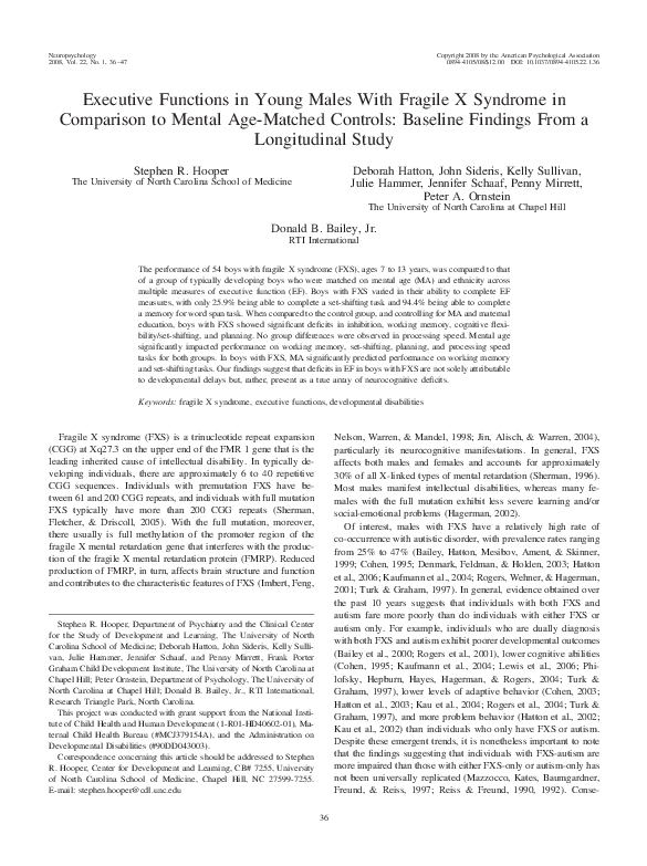 (PDF) Executive functions in young males with fragile X syndrome in comparison to mental age ...